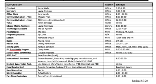 Bell Schedule | Stanford Elementary School